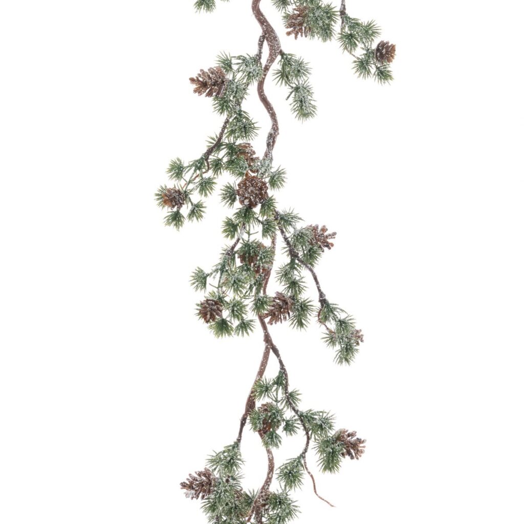 Snowy mini pine cone garland, 175cm- Decorative Garlands ...